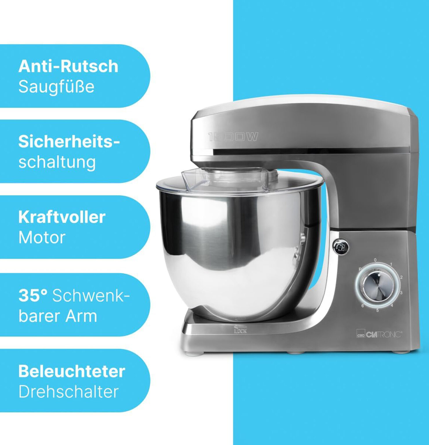 Clatronic Kneading machine KM 3765 Titanium – Kaufen Egypt